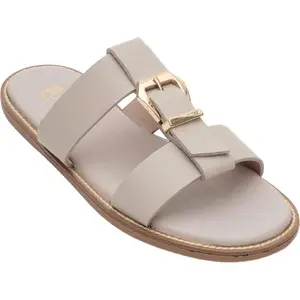 FOREVER & ALWAYS SHOES Sveta Leather Buckled Sandal - Light Beige Leather