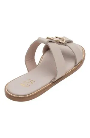 FOREVER & ALWAYS SHOES Sveta Leather Buckled Sandal - Light Beige Leather