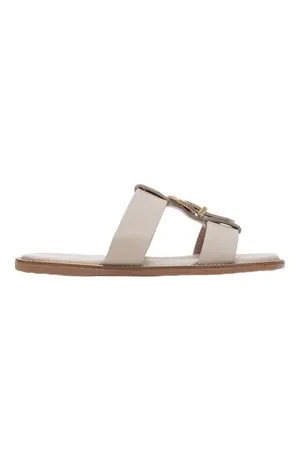 FOREVER & ALWAYS SHOES Sveta Leather Buckled Sandal - Light Beige Leather
