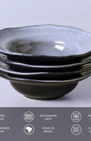 PORTO BRASIL Dessert/deep Rim Plate Set Of 4 - Dust