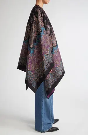 Etro Metallic Paisley Jacquard Cape