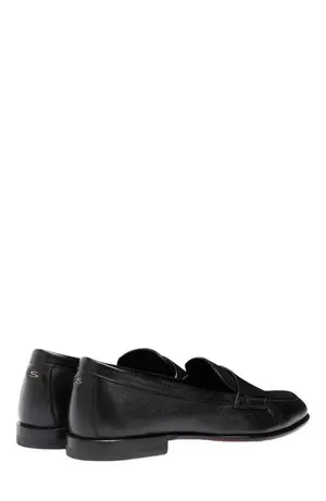 Santoni Leather Penny Loafer - Black