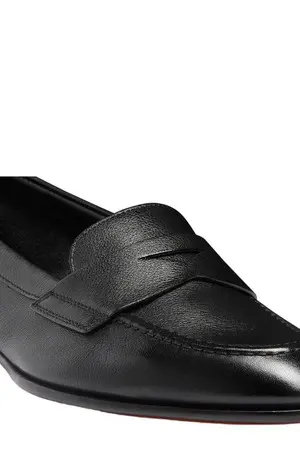Santoni Leather Penny Loafer - Black