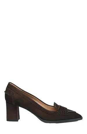 Santoni Seta Suede Mid-heel Pumps