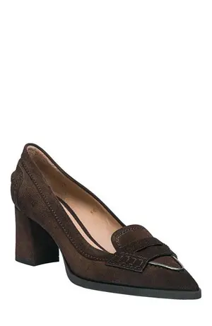 Santoni Seta Suede Mid-heel Pumps