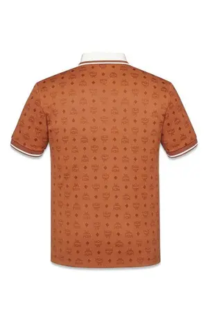 Mcm Piqué Polo In Monogram Jacquard - Brown