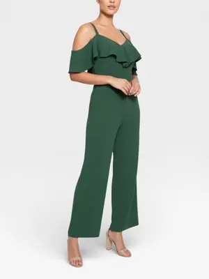 Rachel Rachel Roy Marcella Off-the-shoulder Ruffle Jumpsuit - Spruce