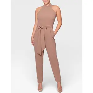 Rachel Rachel Roy Harland Crossover Halter Jumpsuit - Almond