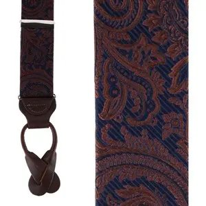 Trafalgar Sobee Silk Button End Suspenders - Brown