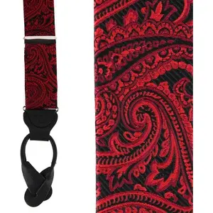 Trafalgar Sobee Silk Button End Suspenders - Red