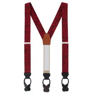 Trafalgar Sobee Silk Button End Suspenders - Red