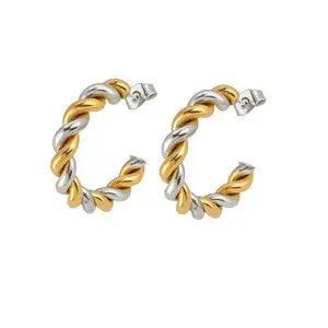 DLORIA Gilded Twist Hoop Earrings - Gold/silver