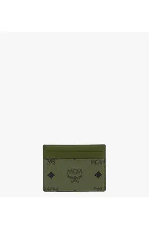 Mcm Aren Card Case In Visetos - Green