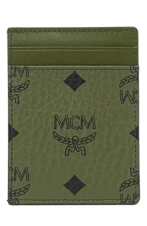 Mcm Aren Card Case In Visetos - Green