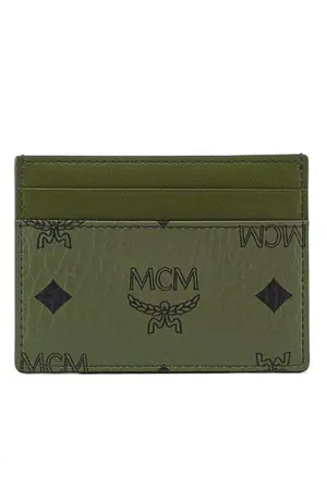 Mcm Aren Card Case In Visetos Green