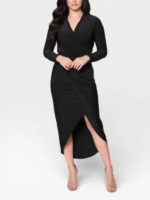 Rachel Rachel Roy Wrap Front Midi Dress - Black