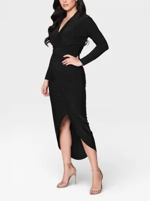 Rachel Rachel Roy Wrap Front Midi Dress - Black