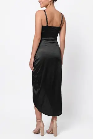 Rachel Rachel Roy Satin Wrap Midi Dress - Black