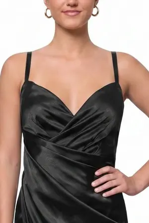 Rachel Rachel Roy Satin Wrap Midi Dress - Black