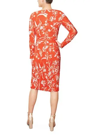 Rachel Rachel Roy Printed Sylvia Wrap Midi Dress - Burnt Coral Bloom