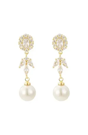 UNTAMED PETALS Palace Pearl And Crystal Drop Earrings - Gold