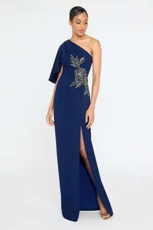 Theia Giuliana Crepe Column Gown