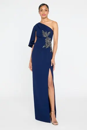 Theia Giuliana Crepe Column Gown