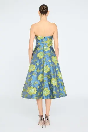 Theia Dara Scallop Strapless Dress
