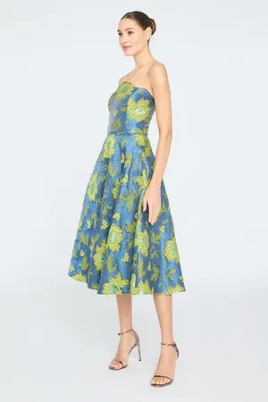 Theia Dara Scallop Strapless Dress