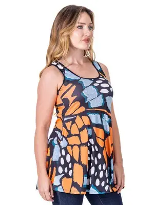 24SEVEN COMFORT APPAREL Butterfly Print Scoop Neck Tank Top