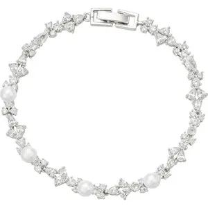 UNTAMED PETALS Pearl And Crystal Bracelet - Silver
