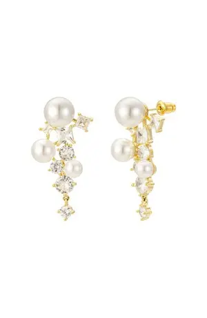 UNTAMED PETALS Alexandra Pearl And Crystal Drop Earrings - Gold