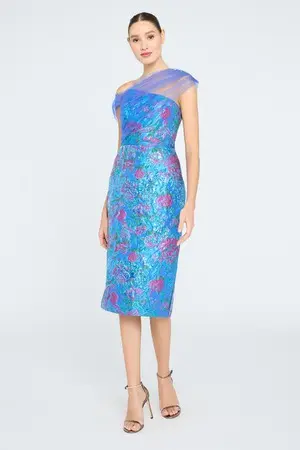 Theia Jaylen Draped Shawl Dress