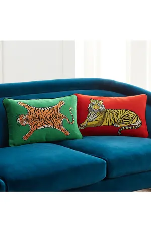 Jonathan Adler Safari Needlepoint Pillow - Emerald