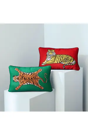 Jonathan Adler Safari Needlepoint Pillow - Emerald