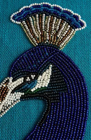 Jonathan Adler Peacock Beaded Pillow