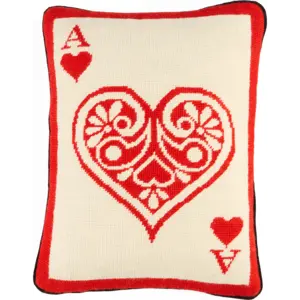 Jonathan Adler Ace Needlepoint Pillow - Red/cream