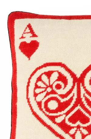 Jonathan Adler Ace Needlepoint Pillow - Red/cream