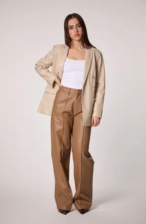 BLUE REVIVAL Double Breasted Oversized Blazer - Bone