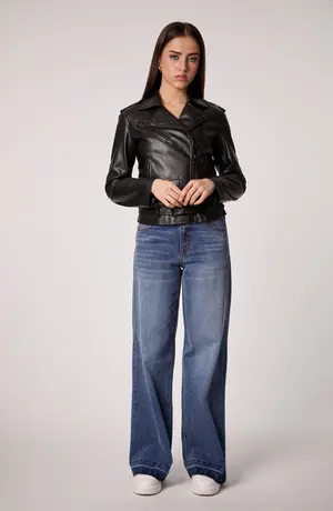 BLUE REVIVAL Classic Moto Vegan Leather Jacket