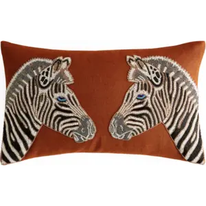 Jonathan Adler Zebra Beaded Pillow - Brown