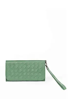 DEUX MAINS Woven Wristlet Wallet - Sage Green
