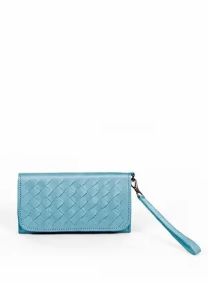 DEUX MAINS Woven Wristlet Wallet Sky Blue