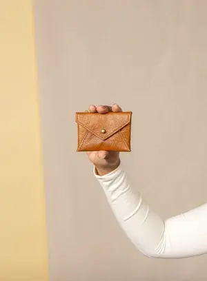 DEUX MAINS Coin Pouch - Cognac