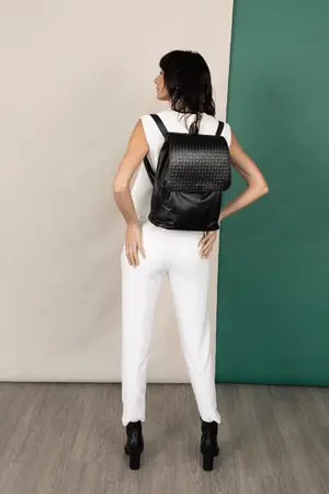 DEUX MAINS Woven Leather Backpack