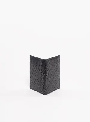 DEUX MAINS Woven Card Holder - Black