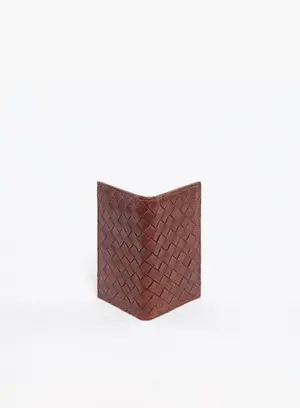 DEUX MAINS Woven Card Holder - Mahogany