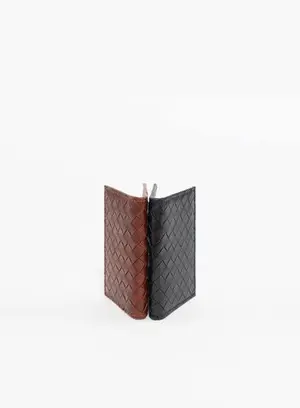 DEUX MAINS Woven Card Holder - Mahogany