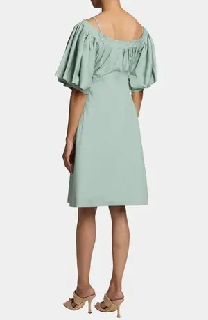 Santorelli Dylan A-line Cotton Shift Dress With Lantern Sleeves