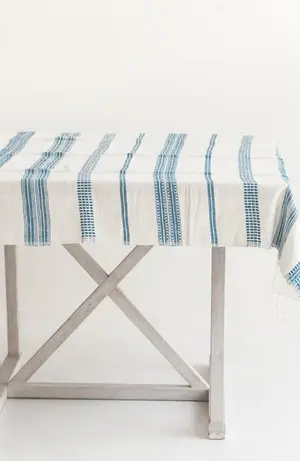 CREATIVE WOMEN Aden Cotton Tablecloth - Blue
